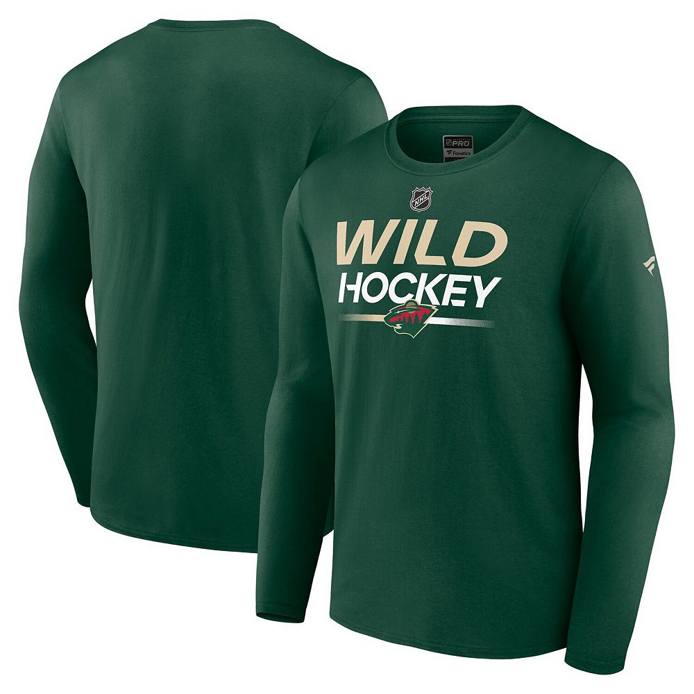 Men's Fanatics Green Minnesota Wild Authentic Pro Primary Long Sleeve T ...