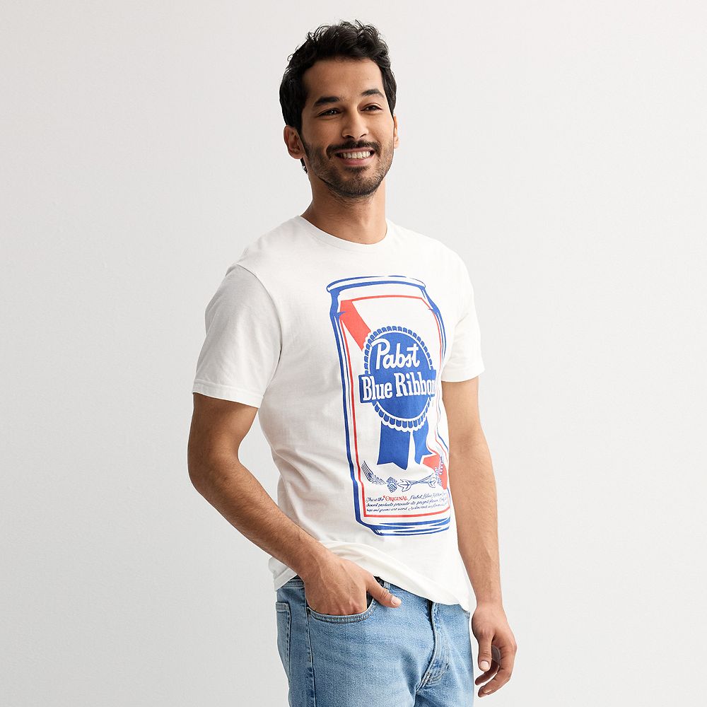 Men's Pabst Blue Ribbon Sketched Can Art Graphic Tee