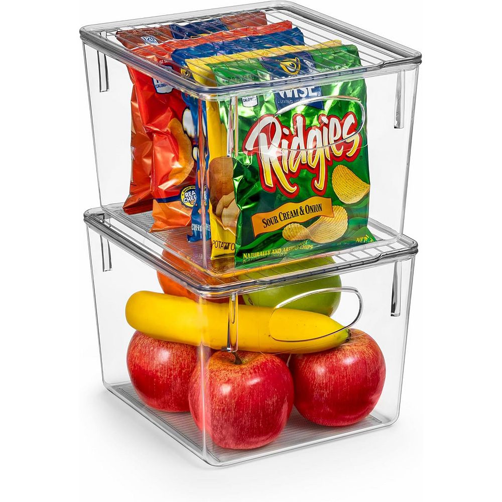 Sorbus 2 Pack Small Clear Storage Bins with Handles and Lids - for ...