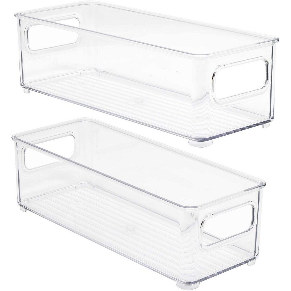 Sorbus 2 Pack Narrow Stackable Clear Bins with Handles- for Kitchen ...