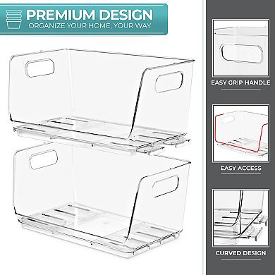 Sorbus 2 Pack Small Open Front Clear Stackable Bins - Great for Kitchen Organization