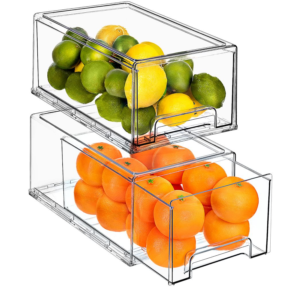 Sorbus 4 Pack Large Clear Stackable Pull Out Organizer Bins ...