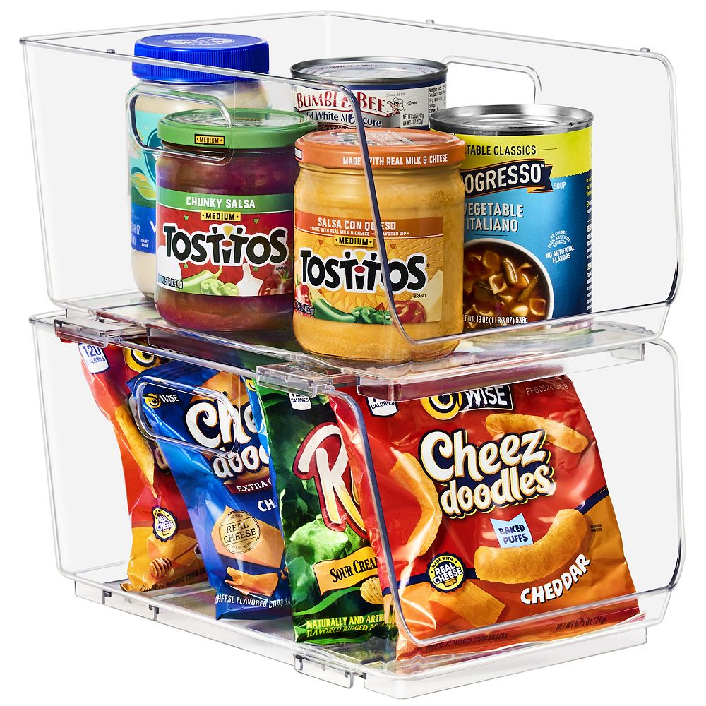 Sorbus 2 Pack Medium Clear Open Front Stackable Storage Bins