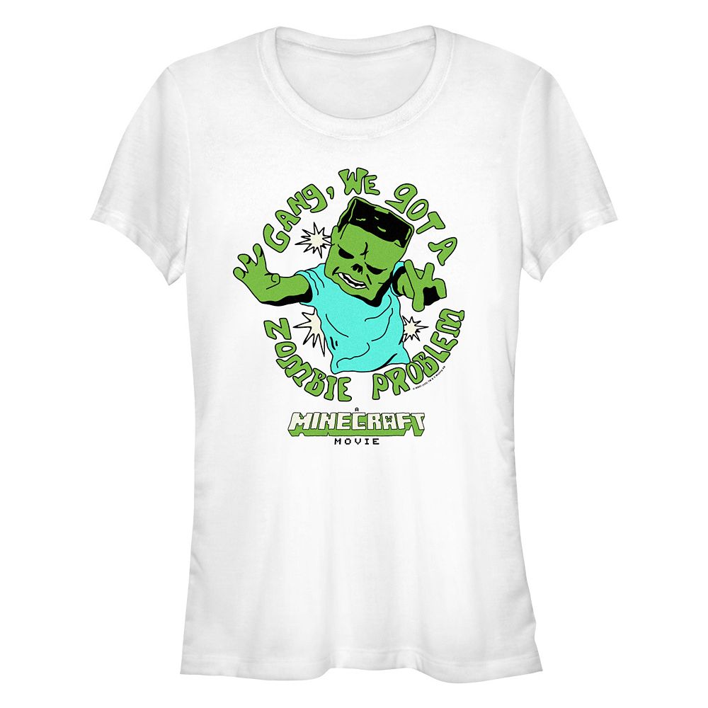 Juniors' Minecraft Movie We Got A Zombie Problem Fitted Graphic Tee