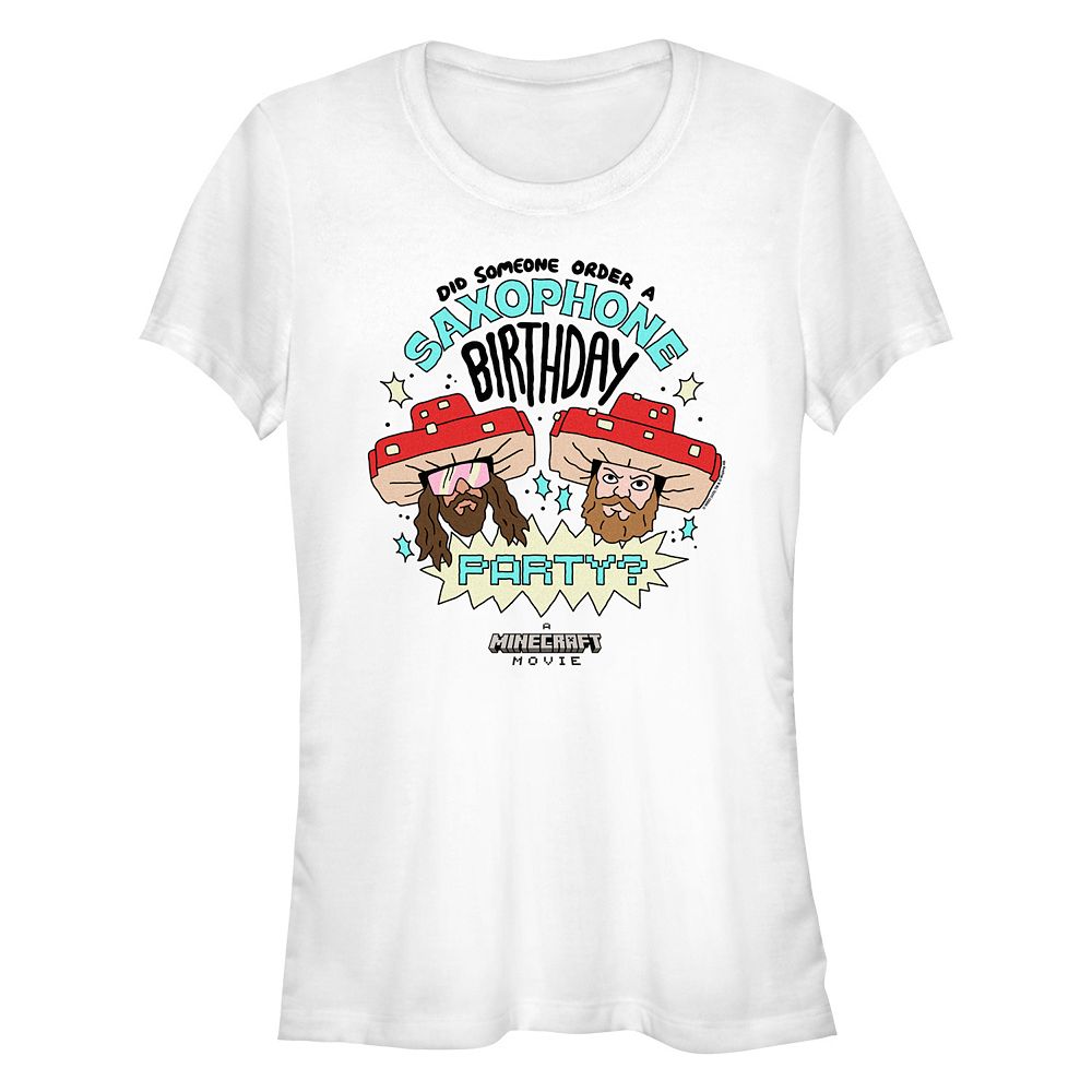 Juniors' Minecraft Movie Saxophone Birthday Party Fitted Graphic Tee