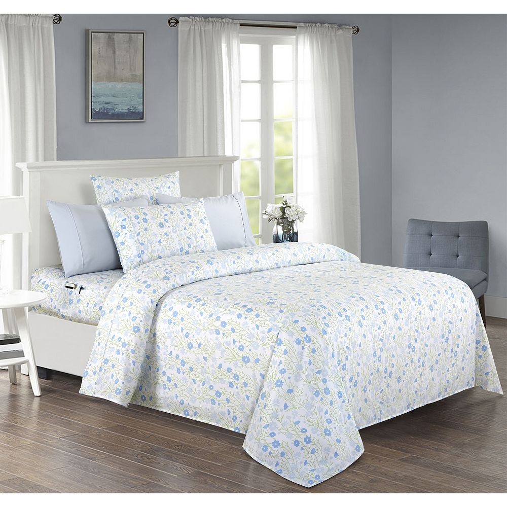Elegant Comfort Luxury Soft Floral And Stripe Pattern Bed Sheet Set 0379