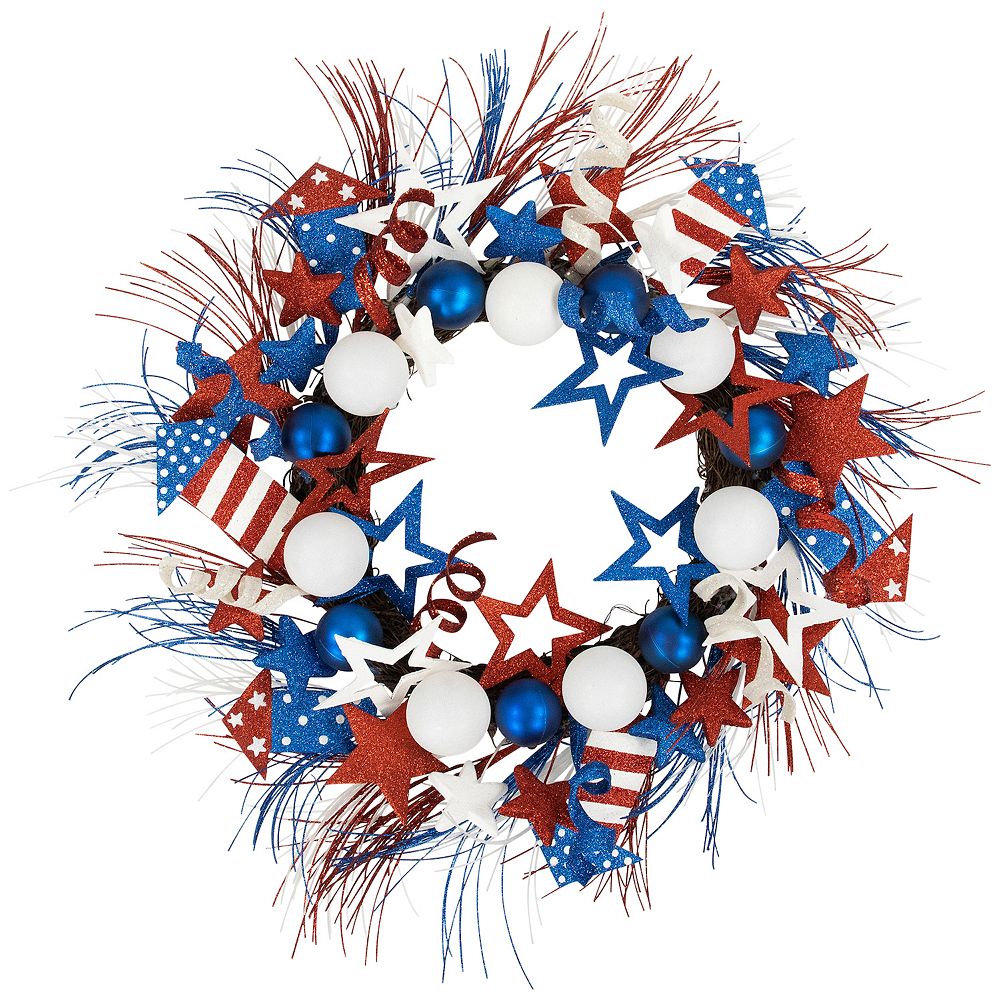 Glittered Stars and Rockets 22" Patriotic Wreath