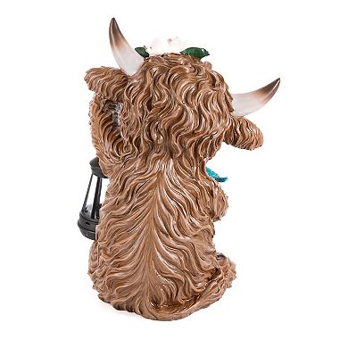 Gerson Solar Lantern Highland Cow Table Decor
