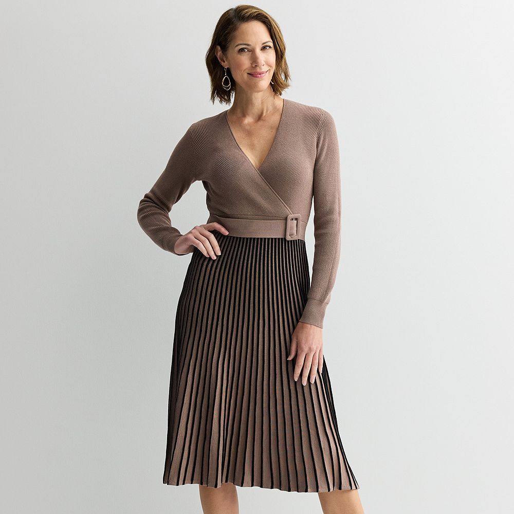 Women's Robbie Bee Rib Pleated Sweater Dress