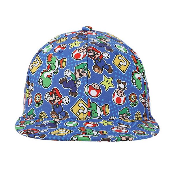 Men's Super Mario Bros. Characters Allover Print Adjustable Hat