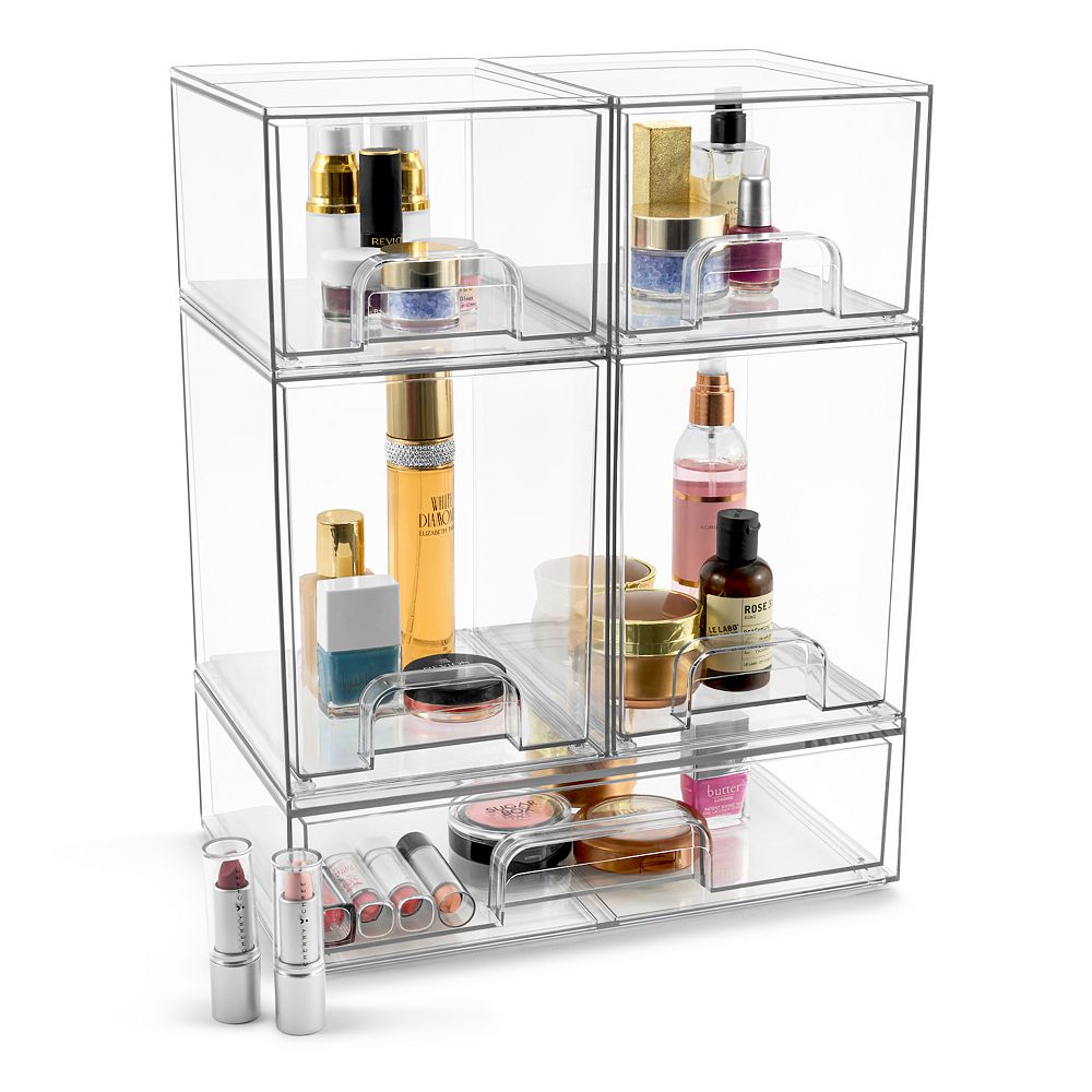 Sorbus 5 Piece Clear Pull-Out Drawer Organizers (7.6" and 4.4" Tall and ...