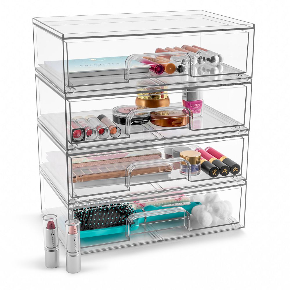 Sorbus 4 Pack Clear Pull-Out Drawer Organizers (12.1" Wide)