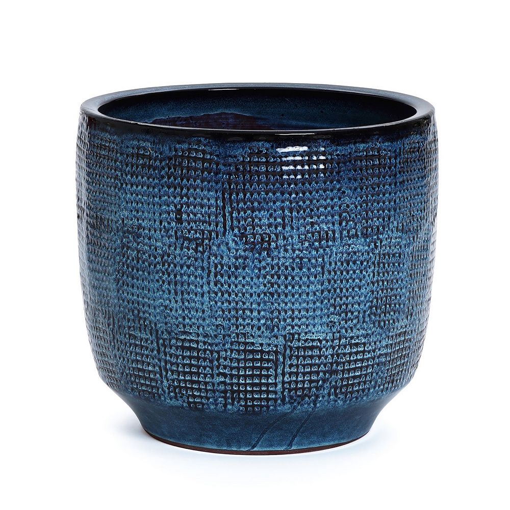 LuxenHome Ocean Round Ceramic Planter