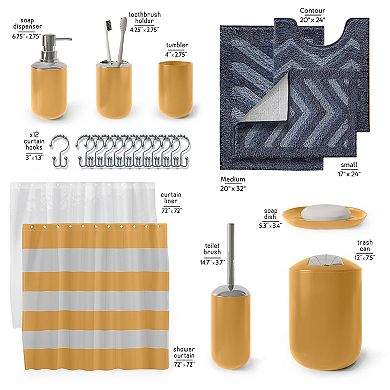 Clara Clark Bathroom Accessories Set with Shower Curtain and Rugs
