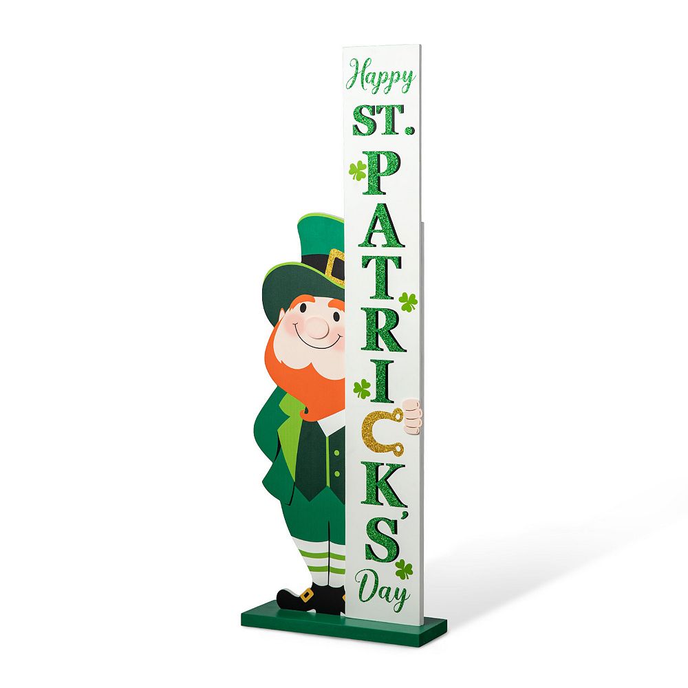 Glitzhome 36"H St. Patrick's Leprechaun HAPPY ST.PATRICK’S DAY Porch Decor