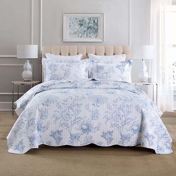 Marcielo 3 Piece Printed Floral Quilt Set Lightweight Bedspread Set