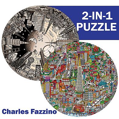 TCG Toys Spin Flip Puzzle: Charles Fazzino 2L- 14 Rings 2-In-1 Double ...
