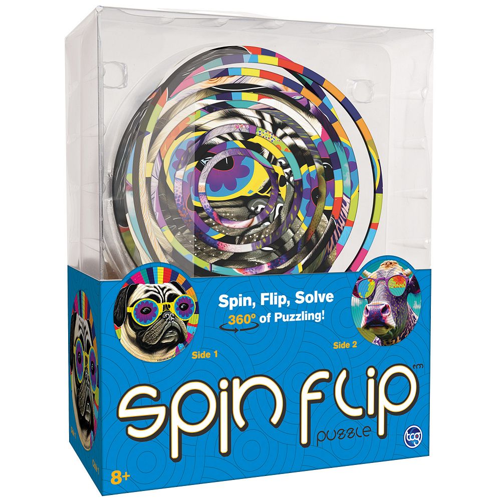 TCG Toys Spin Flip: Puzzle Hippy Dog & Cow 14 Rings 2-In-1 Double-Sided ...