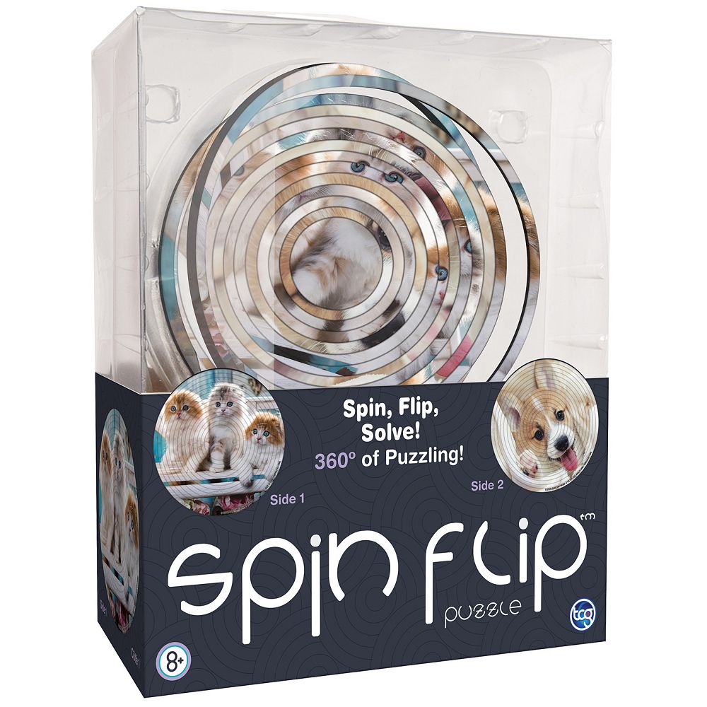 TCG Toys Spin Flip Puzzle: Puppies & Kittens 2L- 14 Rings 2-In-1 Double ...