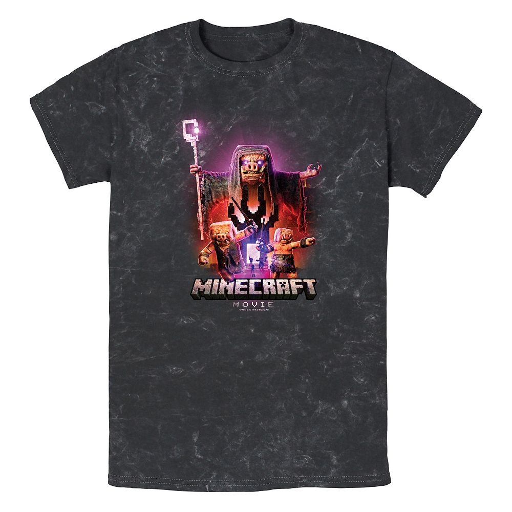 Men's Minecraft Movie Piglings Portal Mineral Wash Graphic Tee