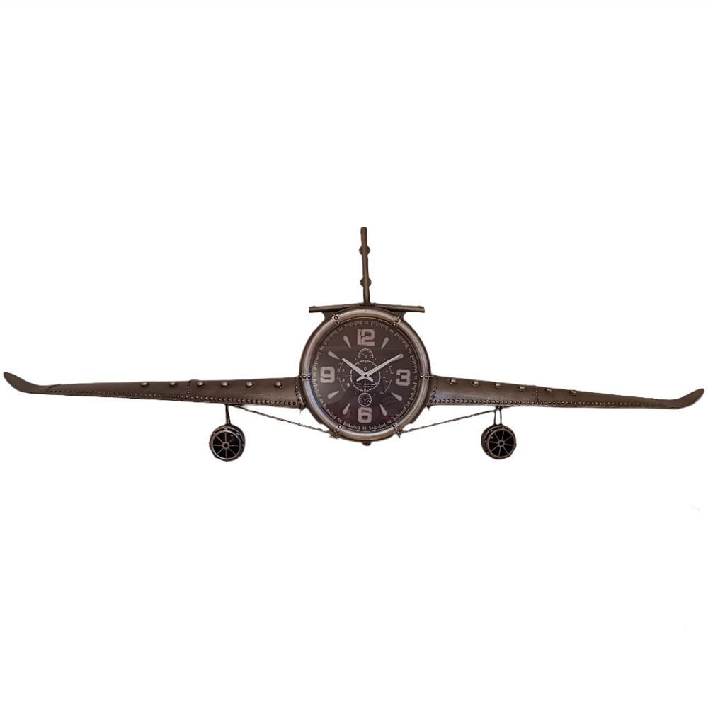 Metal Medium Silver Vintage Fighter Jet Wall Clock With Black Clock ...