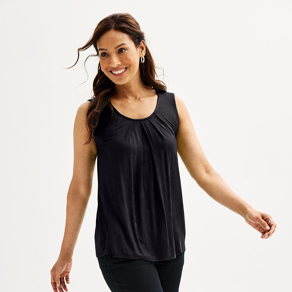 Petite Croft & Barrow® Pleated Tank Top