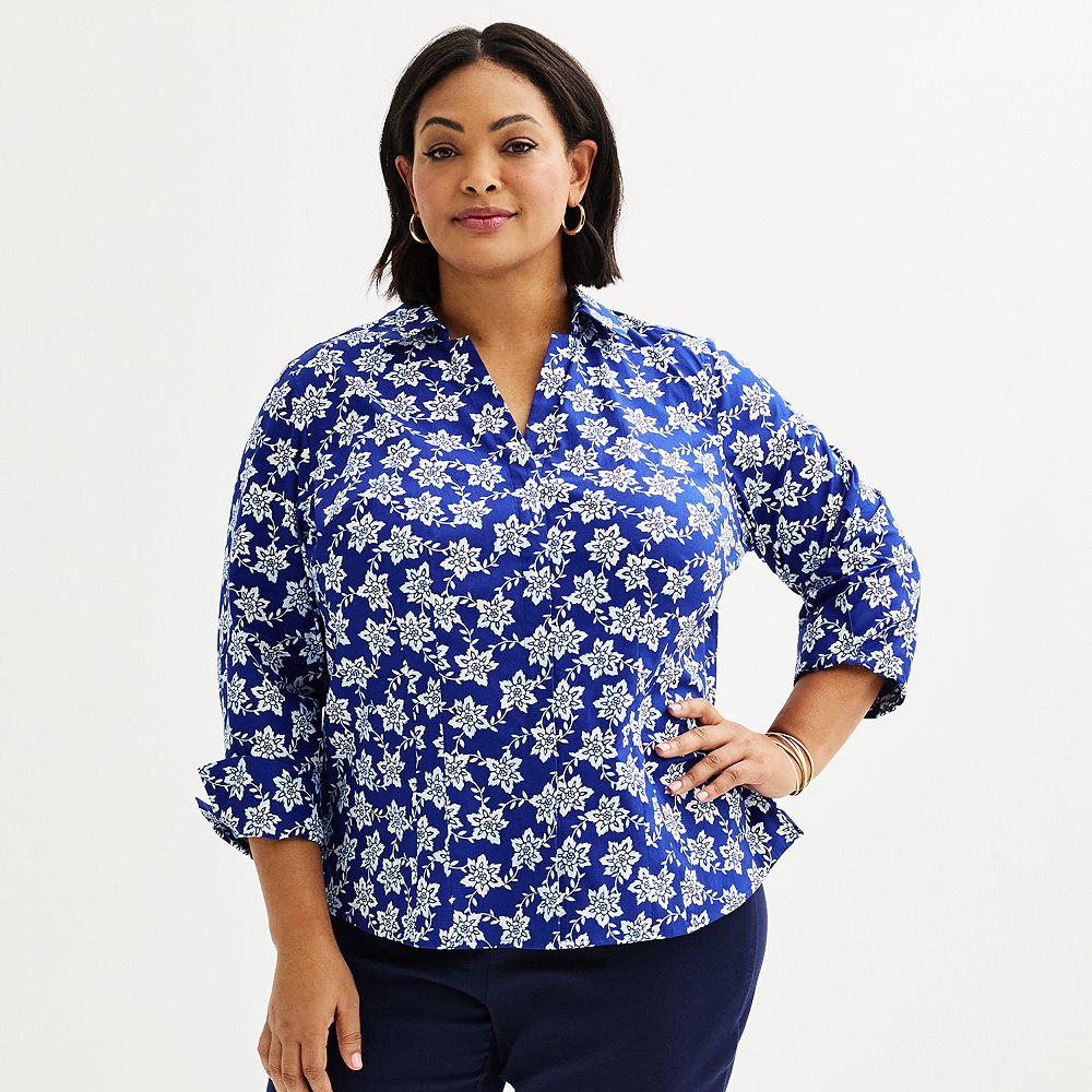 Plus Size Croft & Barrow® Tailored Button Front Shirt