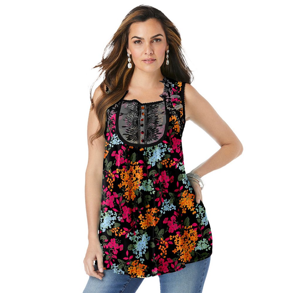 Roaman's Women's Plus Size Angel Chiffon Blouse