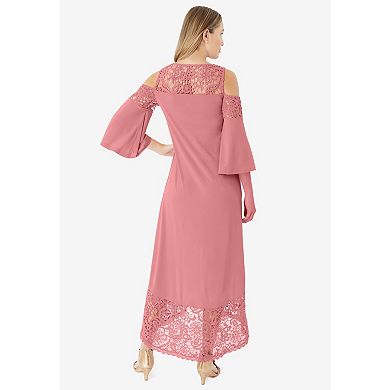 Roaman's Women's Plus Size Lace-Panelled Ultrasmooth Fabric Cold ...