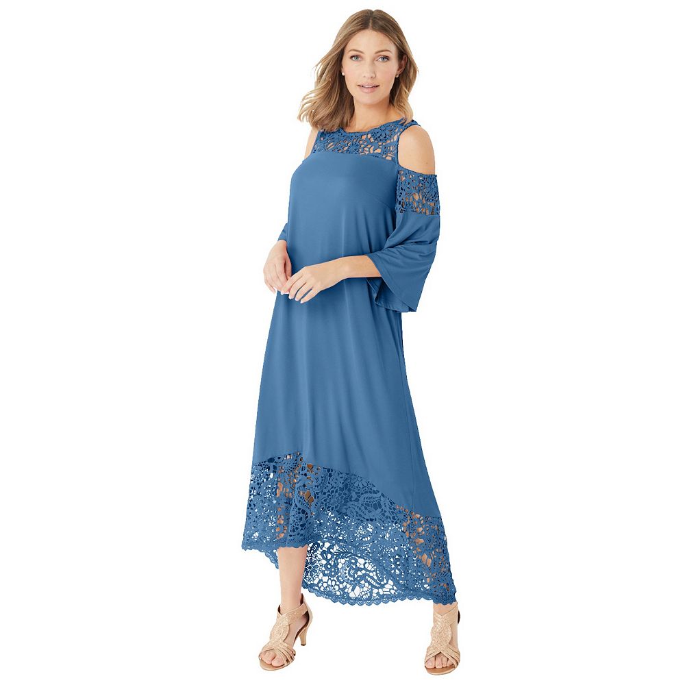 Roaman's Women's Plus Size Lace-Panelled Ultrasmooth Fabric Cold ...