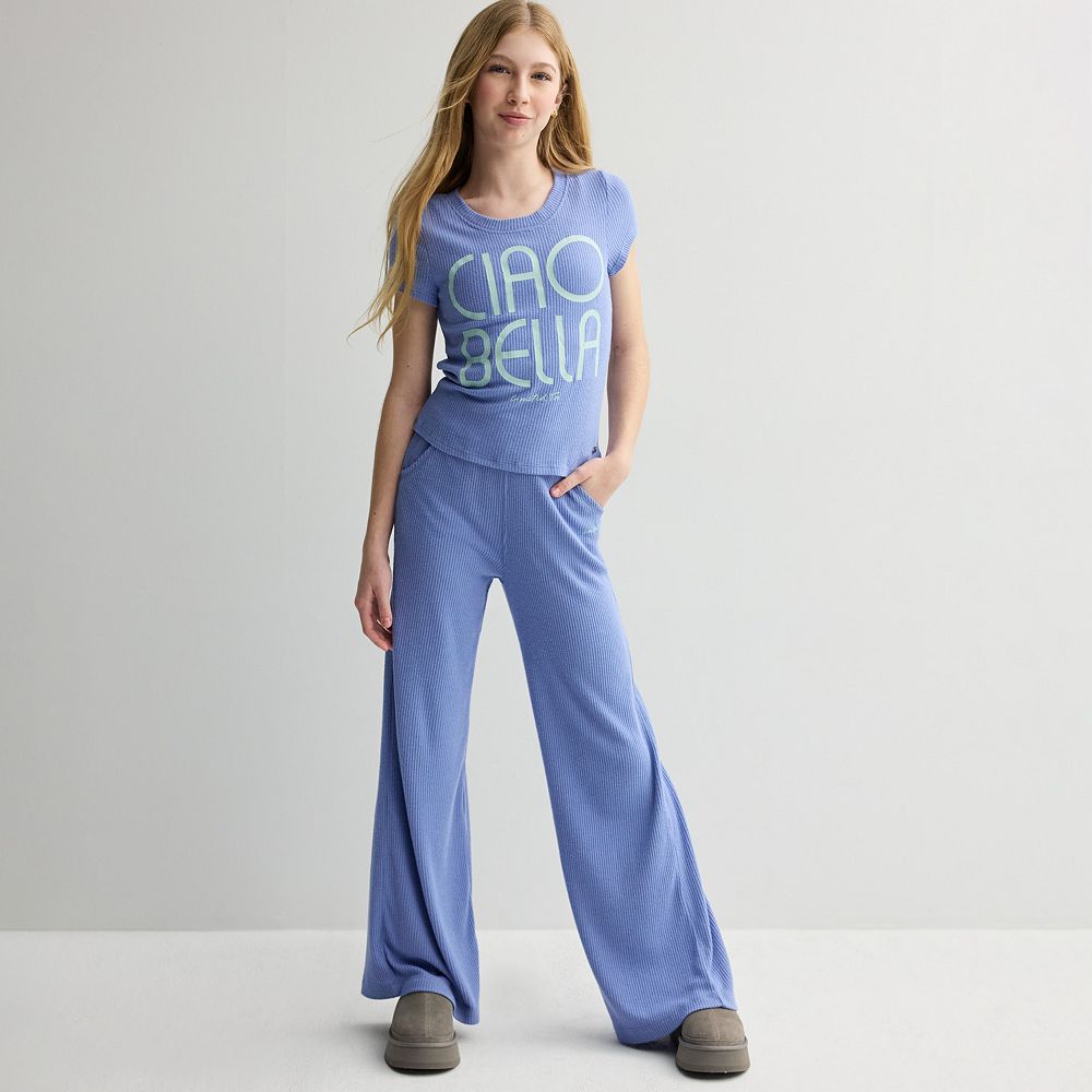 Girls 7-16 Limited Too 2-Piece Hacci Tee & Flared Pants Set
