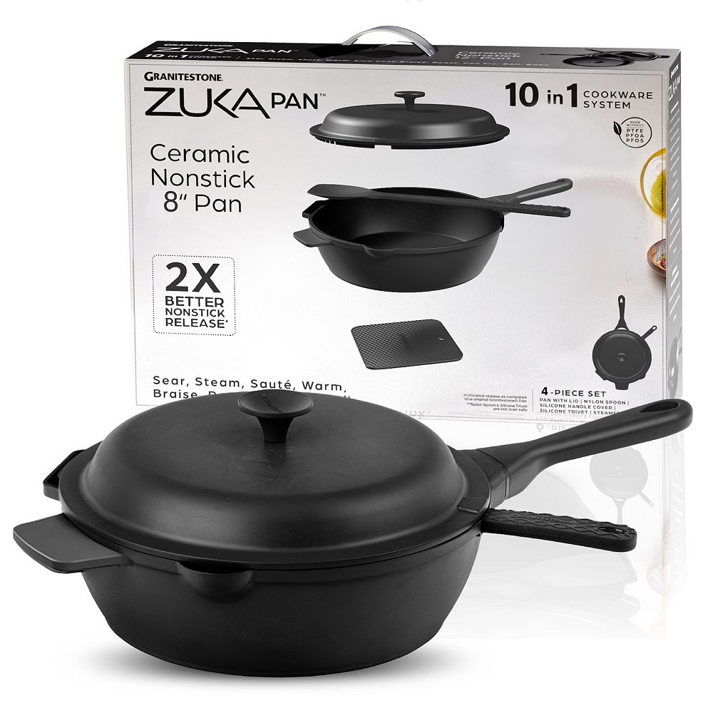 Granitestone Zuka Everyday Pan 4-pc. 8-in. Ceramic 10-in-1 Nonstick ...