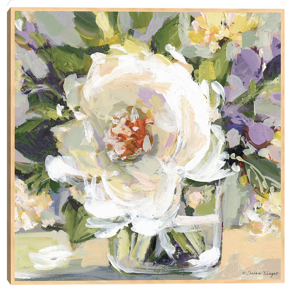 Masterpiece Gallery Florals White Peony Framed Canvas Wall Art