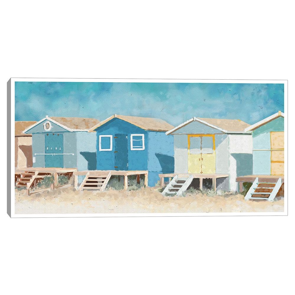 Masterpiece Coastal Cabanas Framed Canvas Wall Art