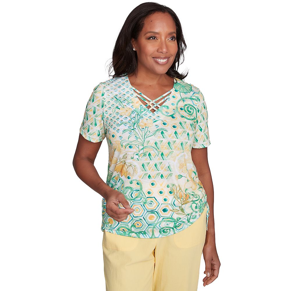 Women's Tropical Geometric Patchwork Tee