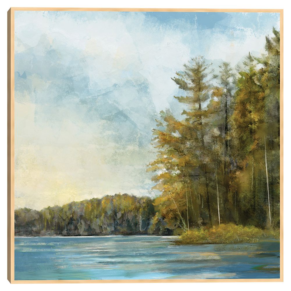 Masterpiece Lakeside Trees Framed Canvas Wall Art