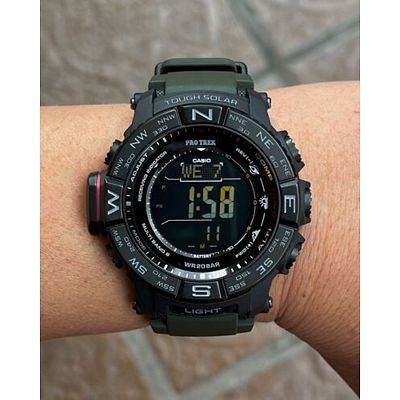 Casio Men's Pro Trek Tough Solar Atomic Time Green Silicone Casio Men's Pro Trek Tough Solar Atomic Time Green Silicone