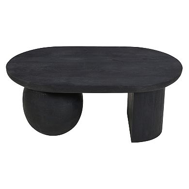 Uri 38 Inch Oval Coffee Table, Mango Wood Full and Half Spherical Leg ...