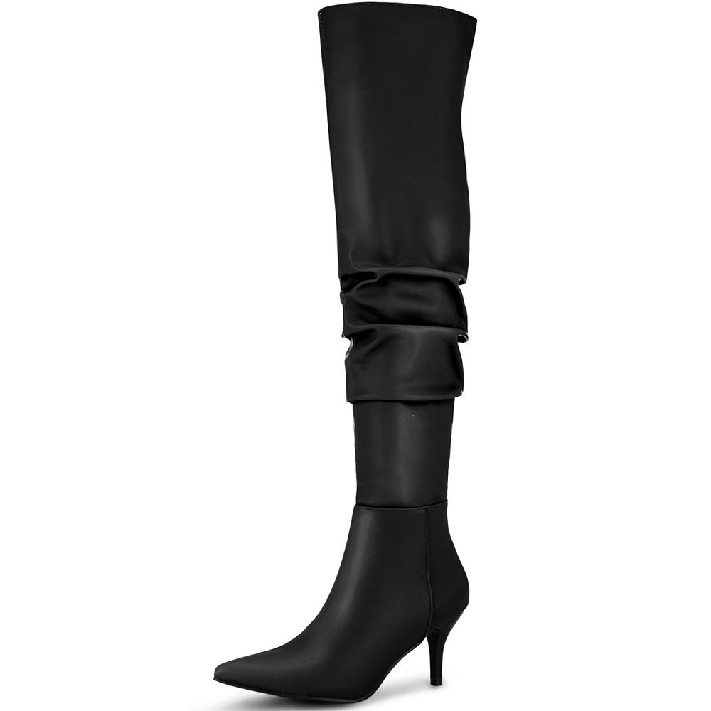 Pointed Toe Slouches Stiletto Heels Over the Knee High Boots for Women