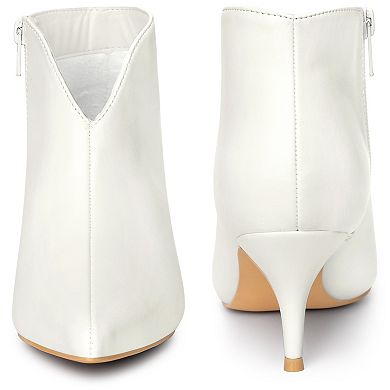 Pointed Toe V Cutout Stiletto Heel Ankle Booties for Women