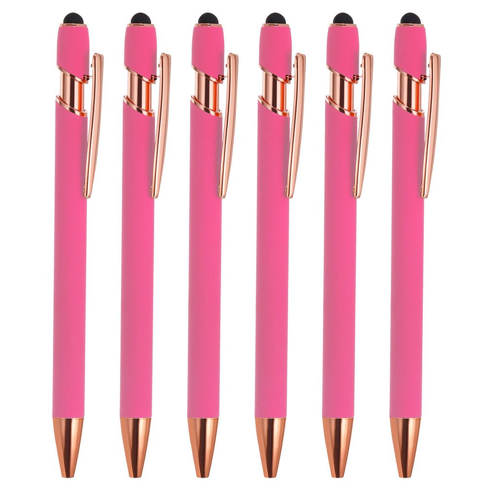 Ballpoint Pen, 6 Pack 2 in 1 Metal Pen Black Ink 1.0mm Medium Point Pen