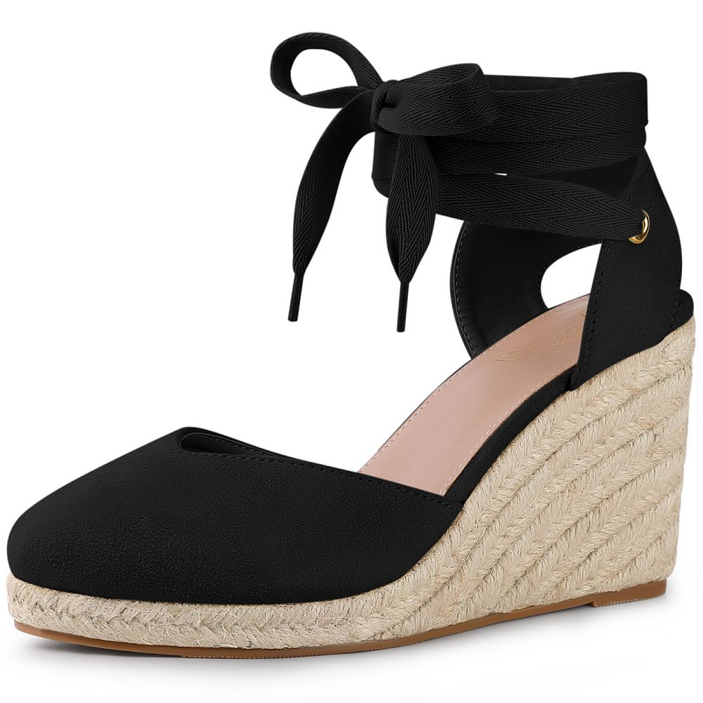Espadrille Platform Wedge Heel Lace Up Sandals for Women