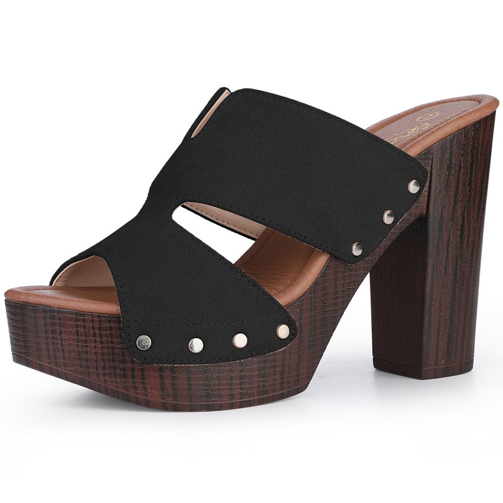 Platform Slip on Block High Heels Slides Sandals for Women