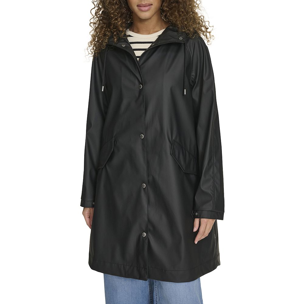Women's Levi's® Rubberized Faux Leather Hooded Raglan Sleeve Rain Jacket