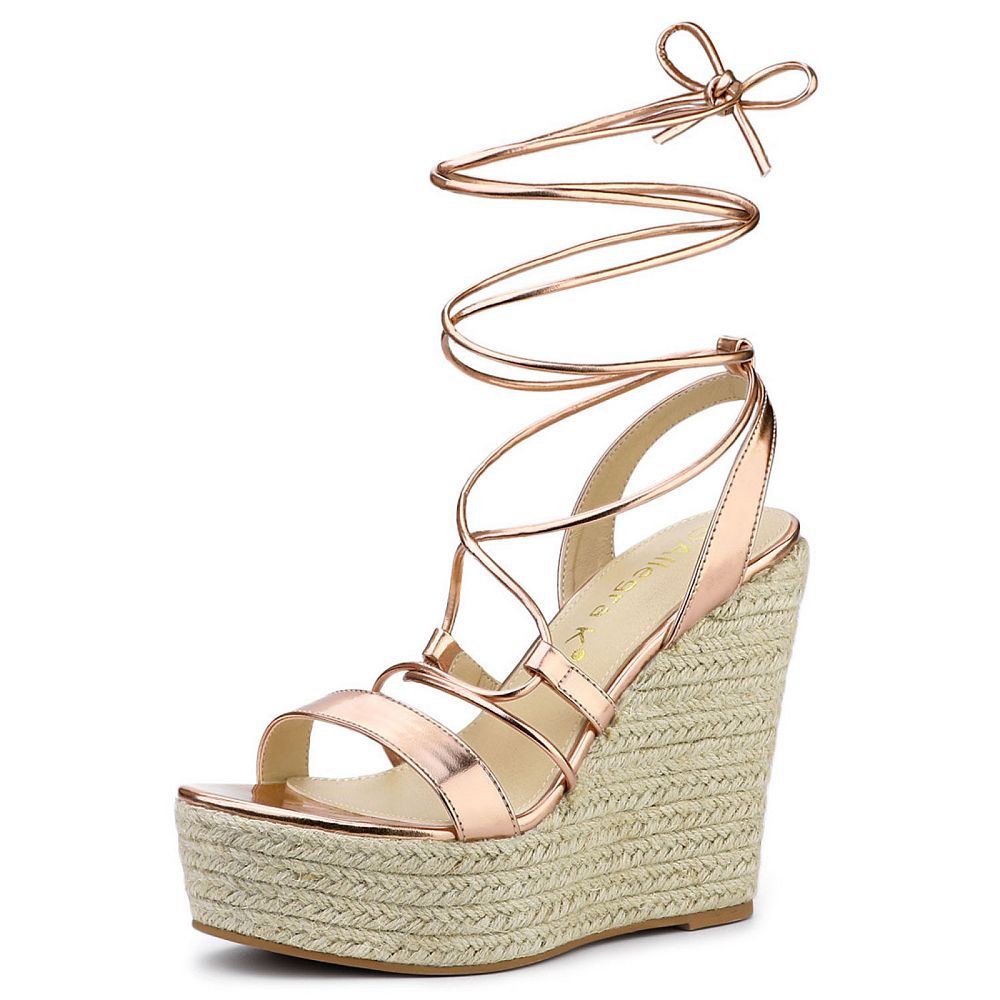 Women's Espadrilles Platform Wedges Heel Lace Up Sandals