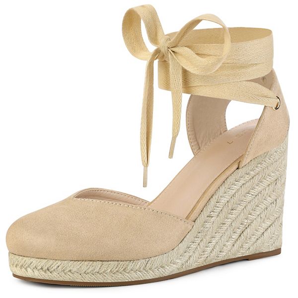 Women's Closed Toe Espadrilles Wedges Tie Up Wedge Sandals