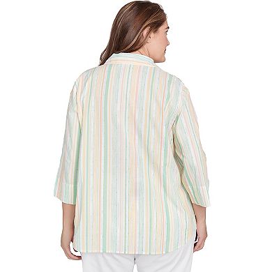 Plus Size Alfred Dunner Sunny Stripes Button Down Top