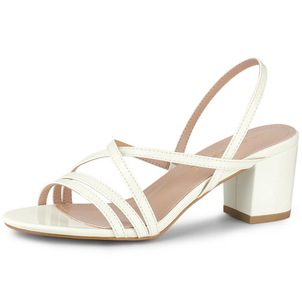 Women's Strappy Slingback Chunky Heels Slide Sandals