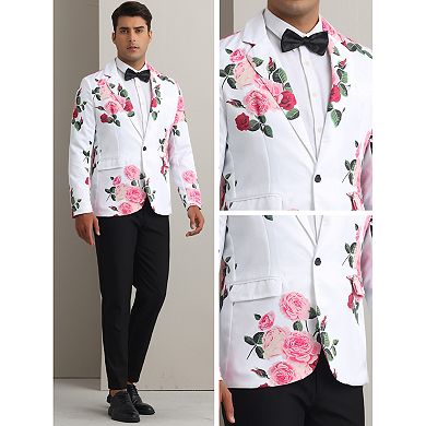 Floral Sport Coats for Men's Slim Fit Party Prom Flower Printed Blazers