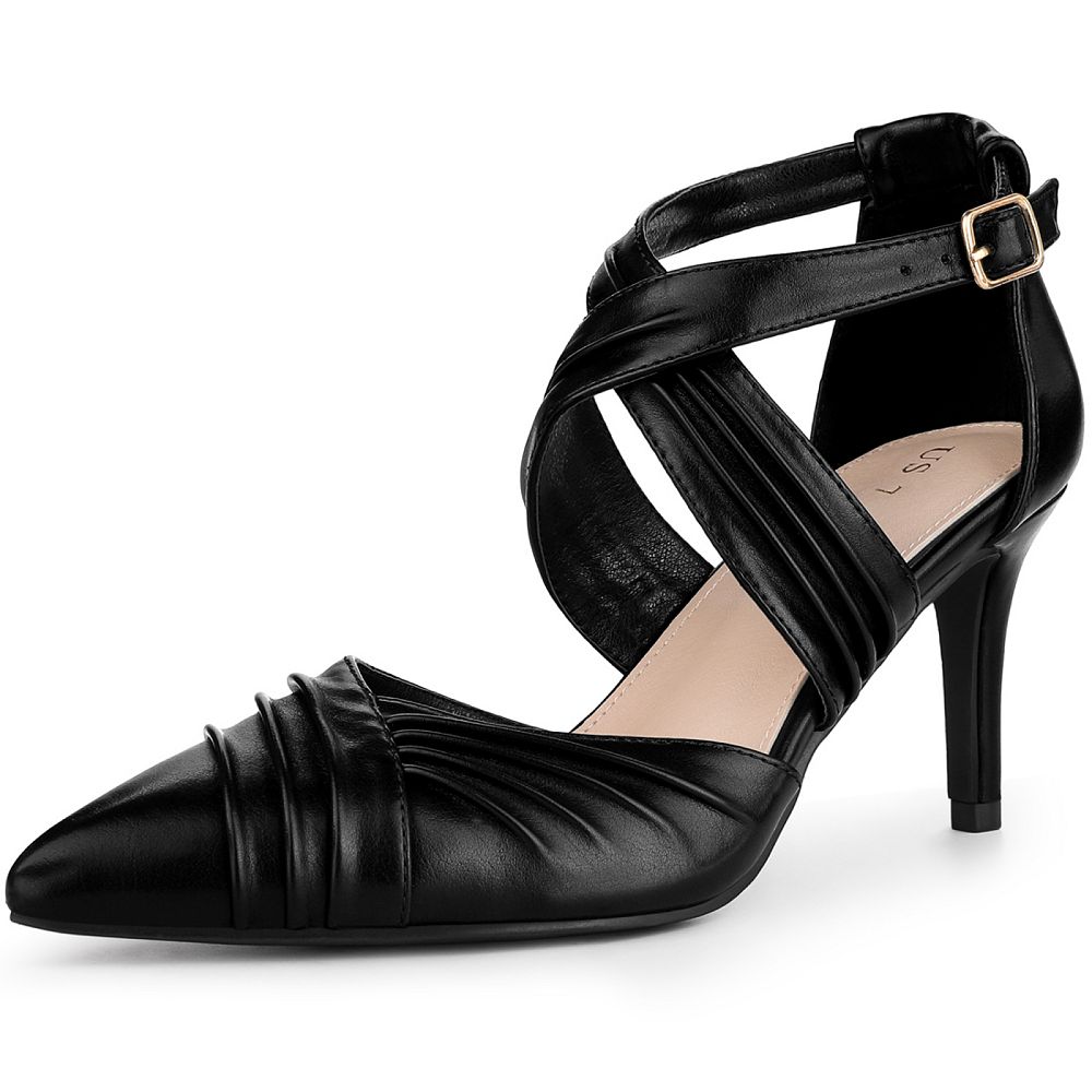 Women's Slouches Cross Strap Pointed Toe Stiletto Heels Pumps